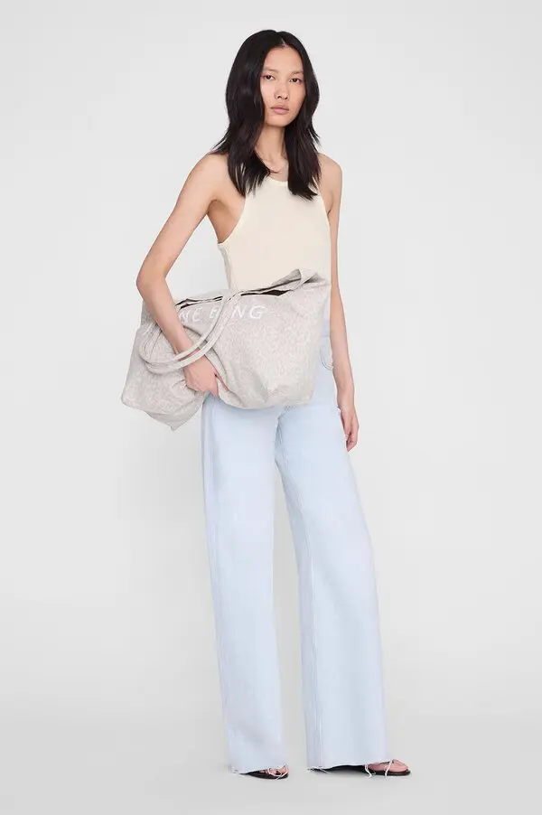 ANINE BING Leo Canvas Tote - Washed White Leopard