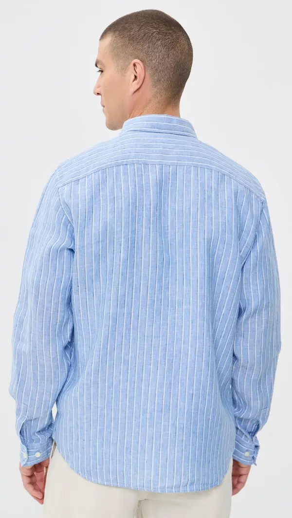 Theory Irving Stripe Relaxed Linen Top