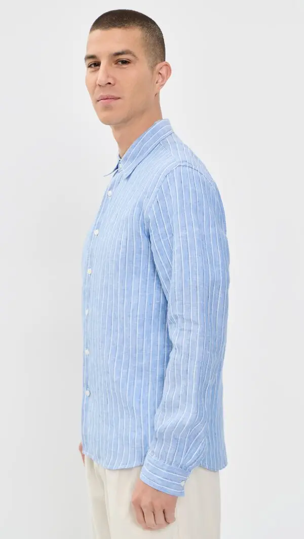 Theory Irving Stripe Relaxed Linen Top