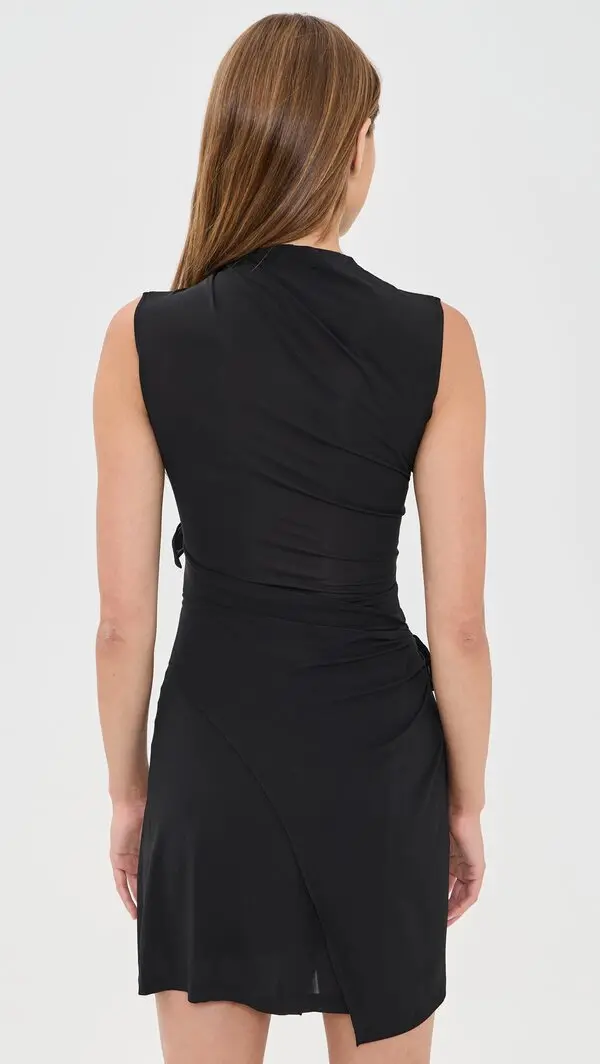Helmut Lang Sleeveless Crewneck Mini Dress With Knotted Details
