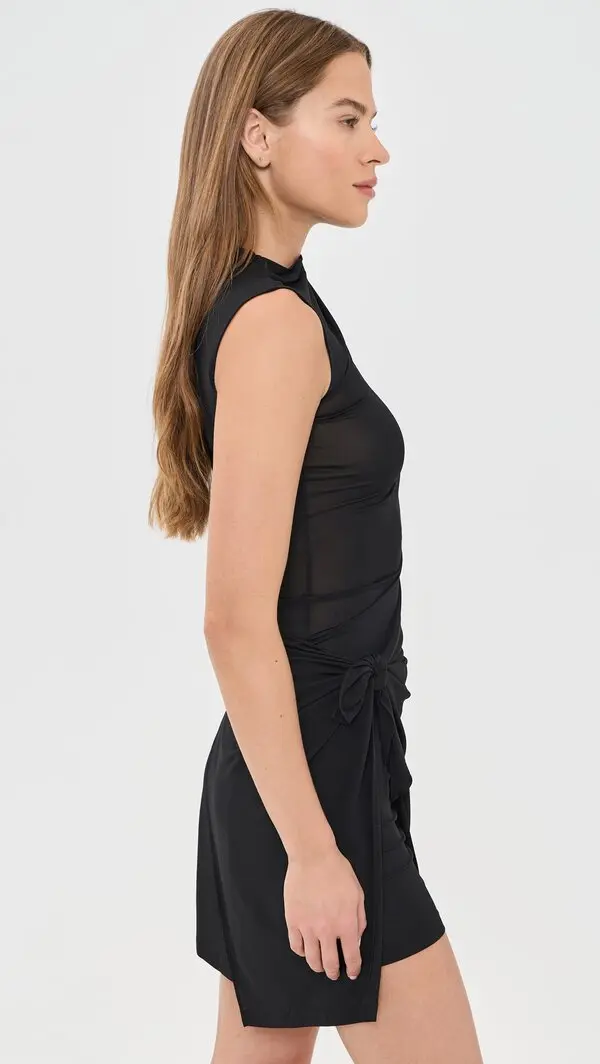 Helmut Lang Sleeveless Crewneck Mini Dress With Knotted Details