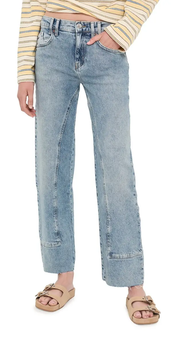 Free People Paneled Raw Edge Denim Jeans - Mantra