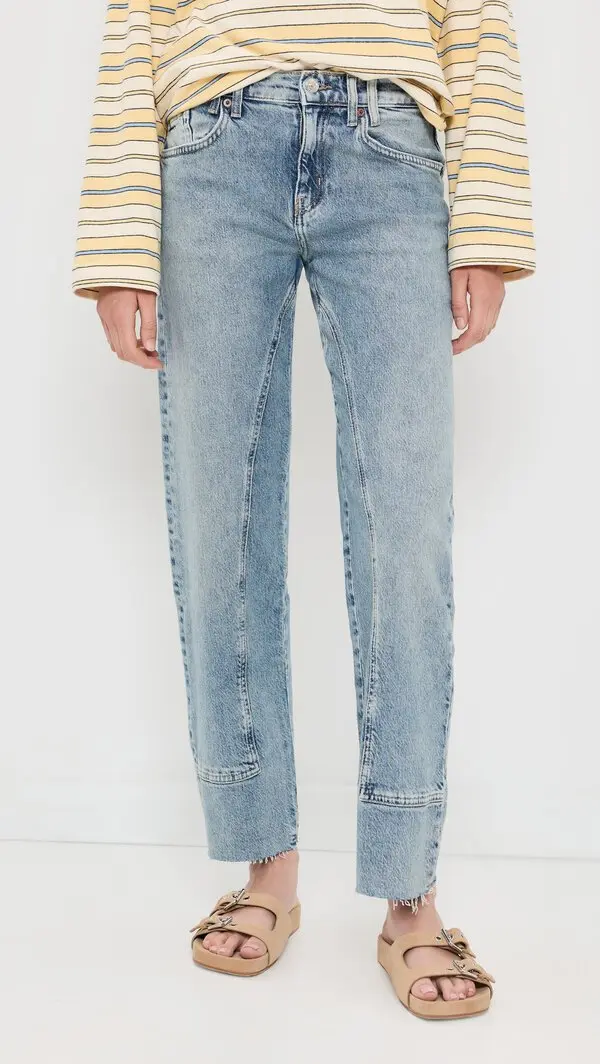 Free People Paneled Raw Cuff Jeans