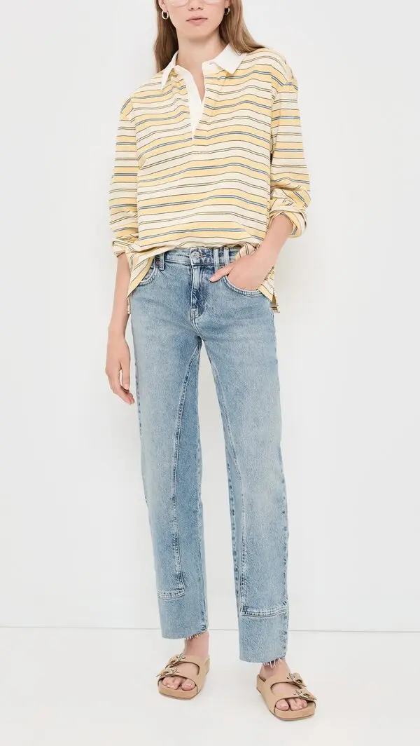 Free People Paneled Raw Cuff Jeans