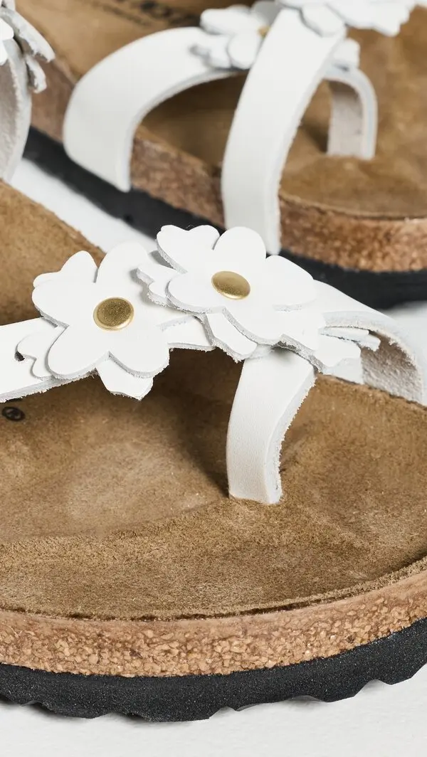 BIRKENSTOCK Mayari Floral Embellished Leather Sandals - White