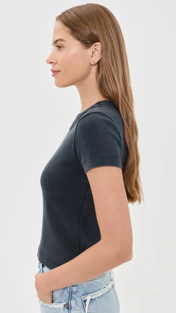 Free People Atlas Ribbed Crewneck T-shirt - Black