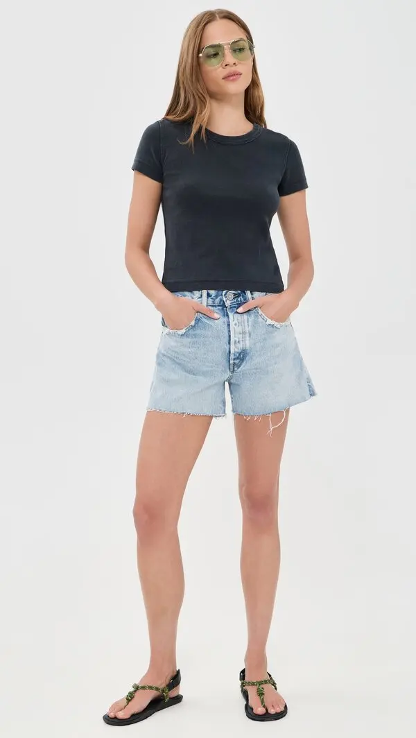 Free People Atlas Ribbed Crewneck T-shirt - Black
