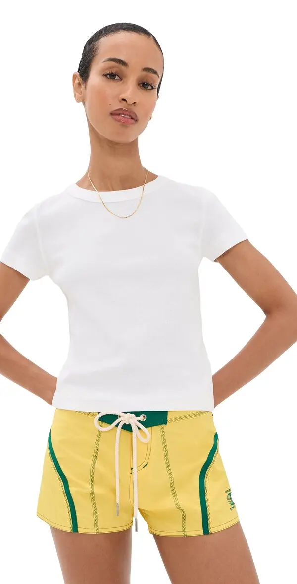 Free People Atlas Ribbed Crewneck T-shirt - Clean Ivory