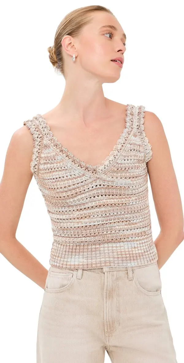 Veronica Beard Selwyn Knit Tank - Beige Multi