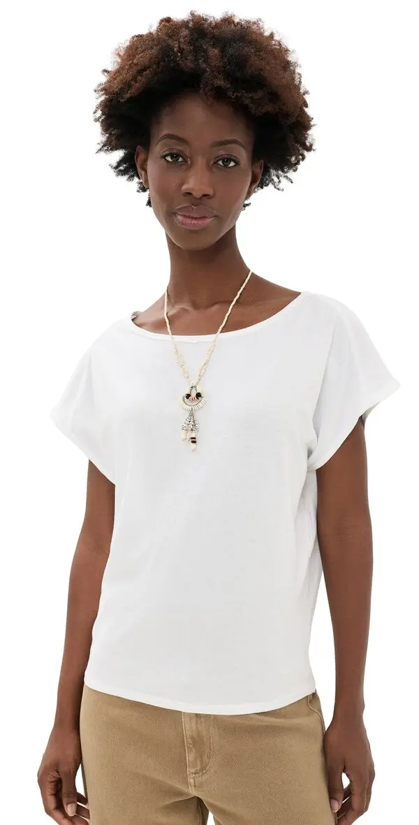 Free People Peggy Tee Off-shoulder Jersey Top - Clean Ivory