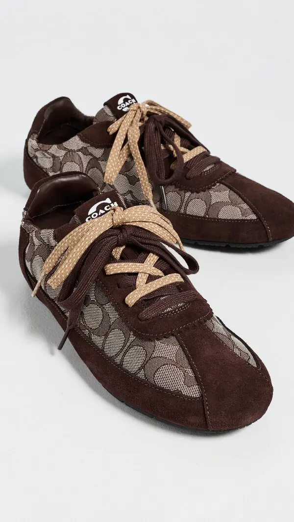 COACH Soft Sneakers With Monogram Canvas Trim