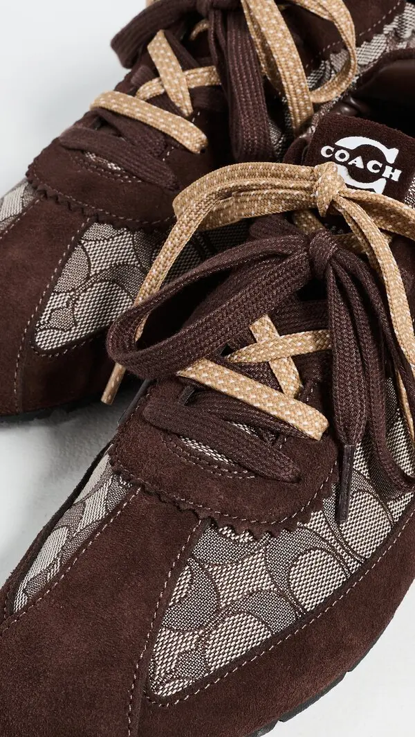 COACH Soft Sneakers With Monogram Canvas Trim