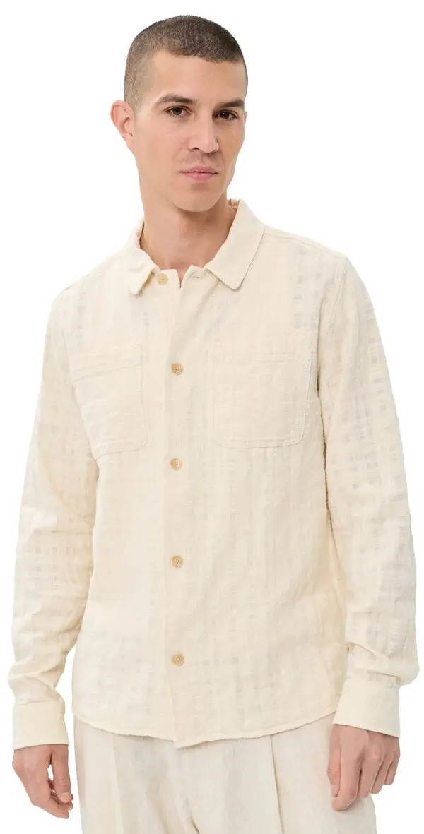 LES DEUX Textured Slub Overshirt - Ivory