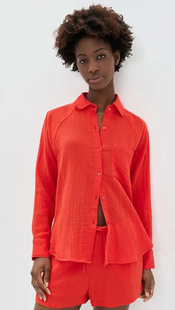 Z Supply Cotton Voile Raglan Sleeve Shirt
