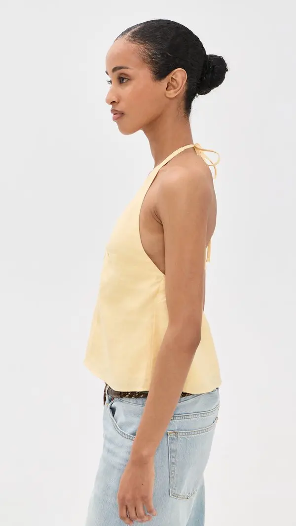 Staud Corso Linen V-neck Halter Top