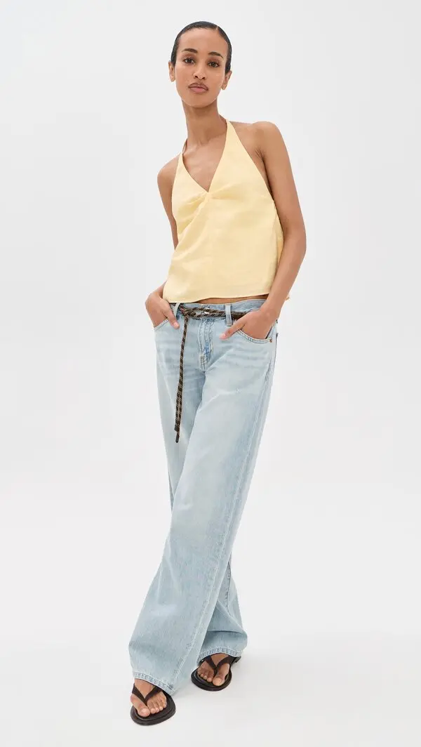 Staud Corso Linen V-neck Halter Top