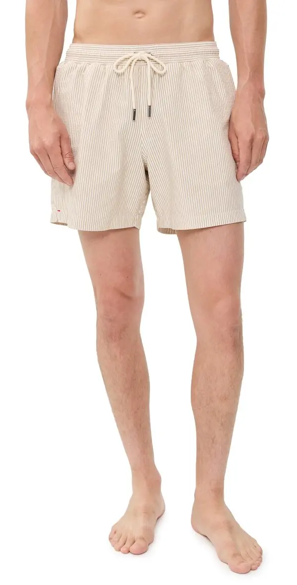 Orlebar Brown Seersucker Stripe Swim Trunks - Walnut