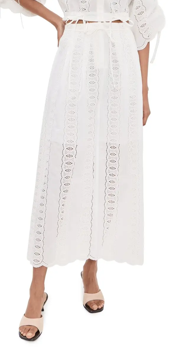 HEVRON Amaris Maxi Skirt - White Eyelet