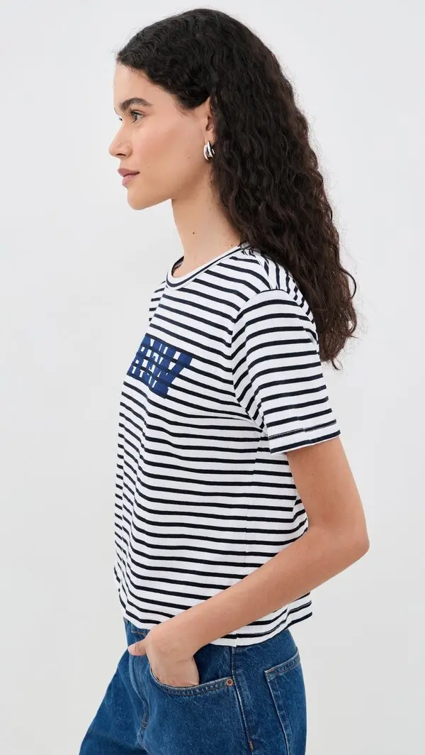SUNNY SOMEWHERE Crew Stripe T-shirt