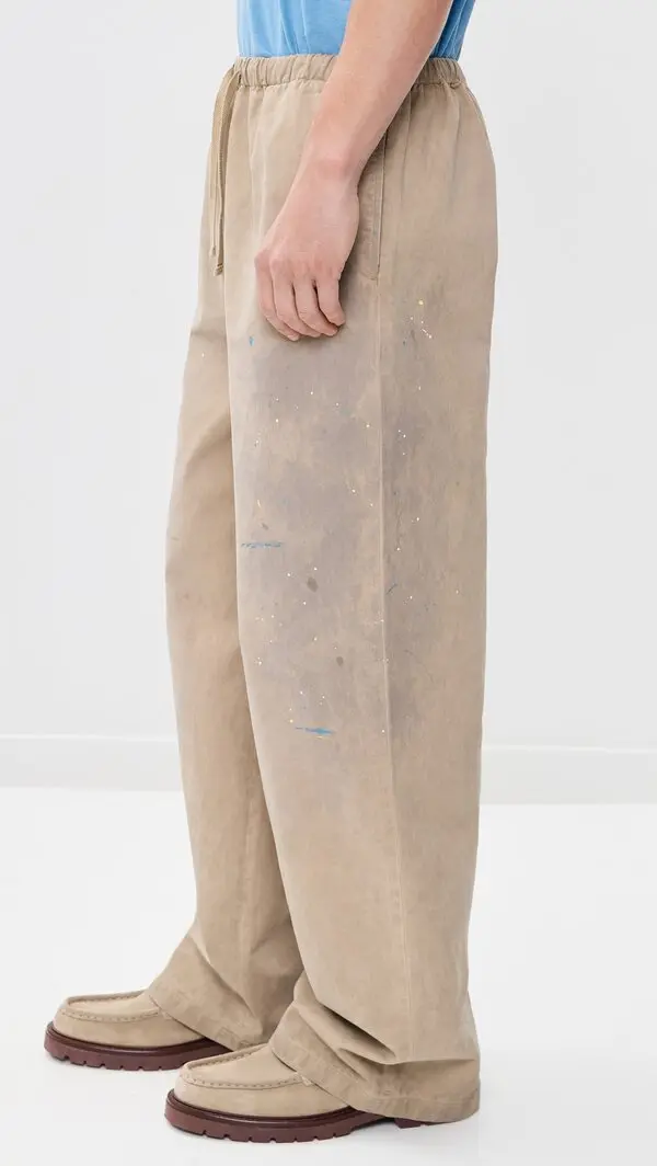 Acne Studios Plott Peached Twill Pants With Paint Splatter
