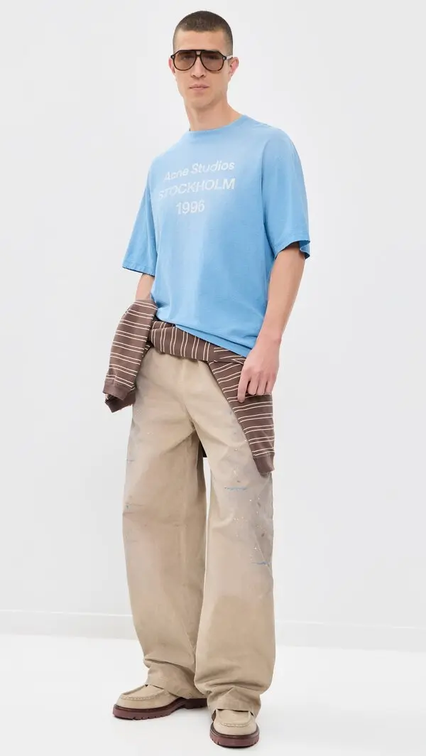 Acne Studios Plott Peached Twill Pants With Paint Splatter