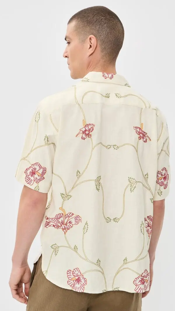 KARDO Ronen Hand Embroidered Floral Shirt - Natural