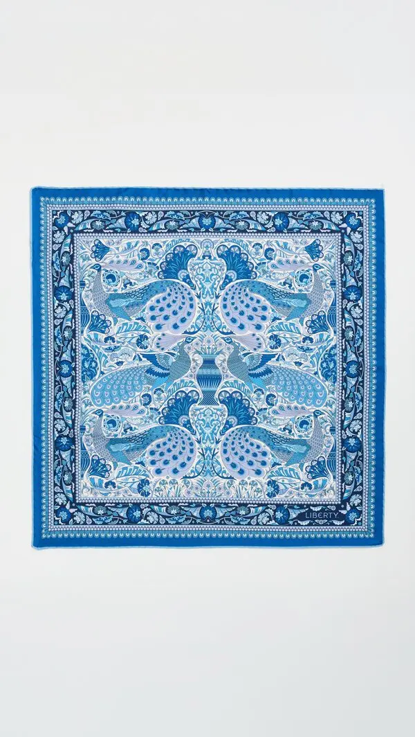 Liberty Peacock Garden Silk Scarf