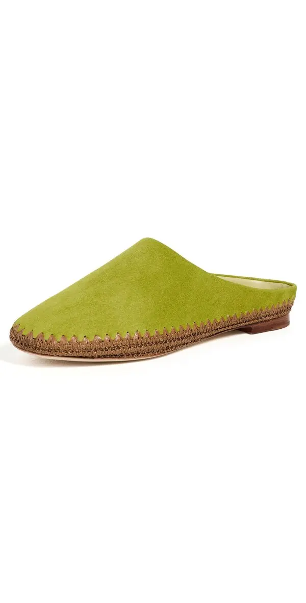 SIMONMILLER Riad Slippers - Moss Green/natural