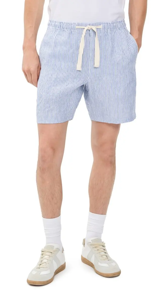 Orlebar Brown Alex Fine Hemp Stripe Shorts - Bergamo Blue Stripe