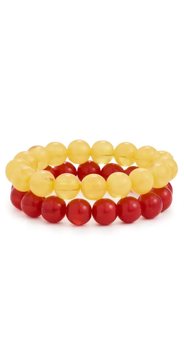 Baublebar Beaded Cuff Bracelet Set - Red