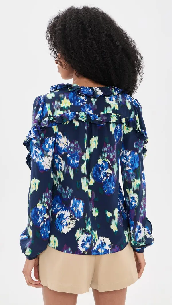 Ulla Johnson Marguerite Silk Blouse With Ruffle Trim