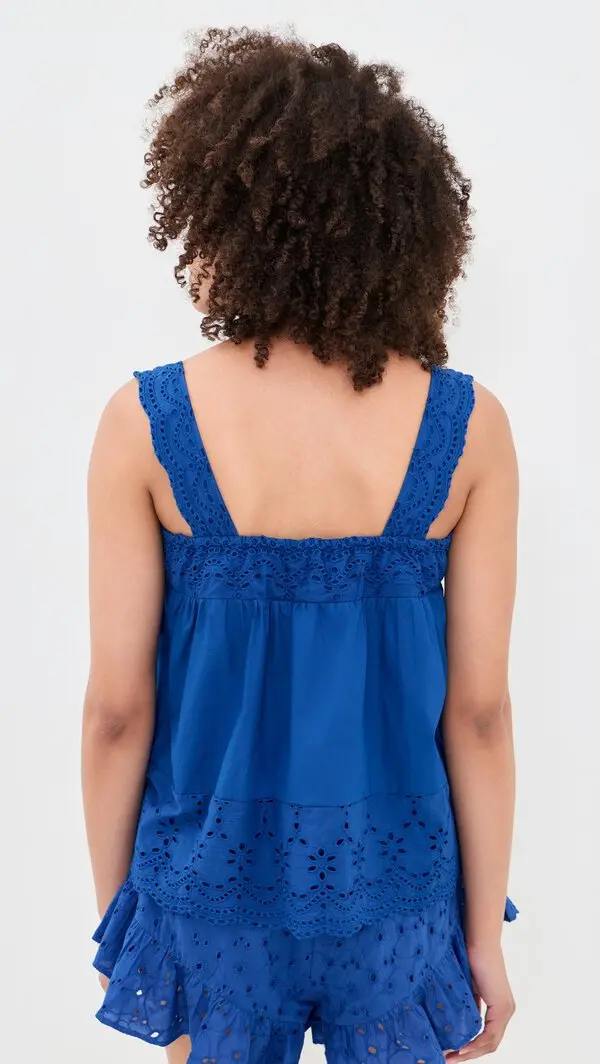 Playa Lucila Eyelet Square Neck Tank Top