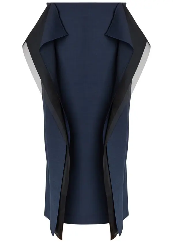 A.W.A.K.E. Mode Stretch-wool Midi Skirt - Navy