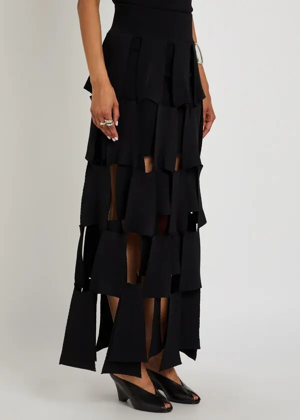 A.W.A.K.E. Mode Panelled Trapeze Knit Midi Skirt