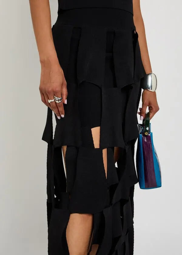 A.W.A.K.E. Mode Panelled Trapeze Knit Midi Skirt