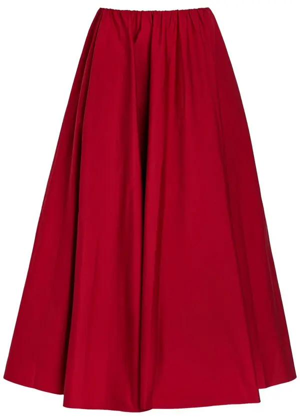 Staud Milano Stretch-cotton Maxi Skirt - Red