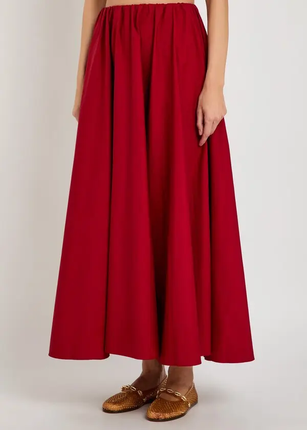 Staud Milano Stretch-cotton Maxi Skirt - Red