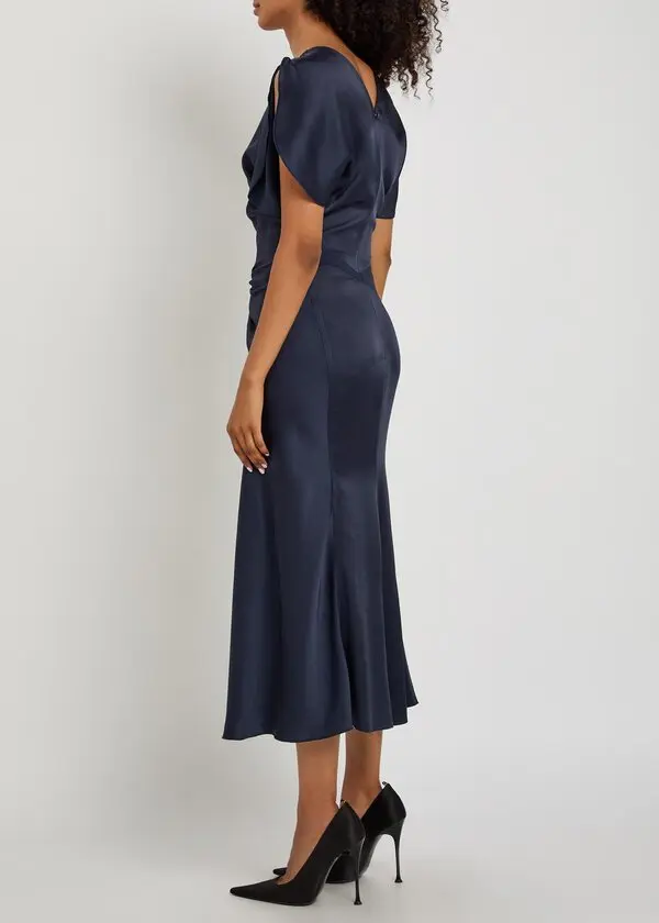 victoria beckham navy blue dress Victoria Beckham Dolman Midi Dress In Blue - 16