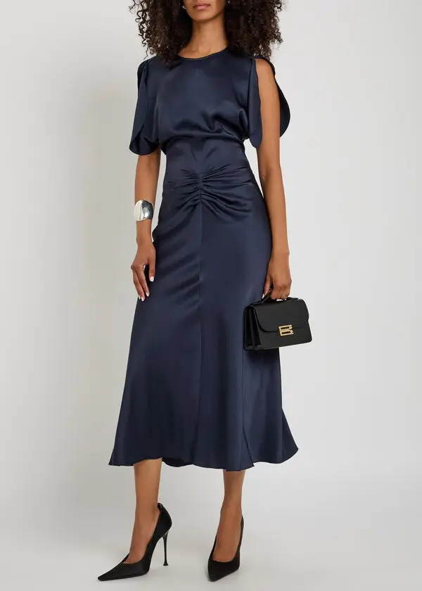 victoria beckham navy blue dress Victoria Beckham Isabella Long Dress - Female - Size 6