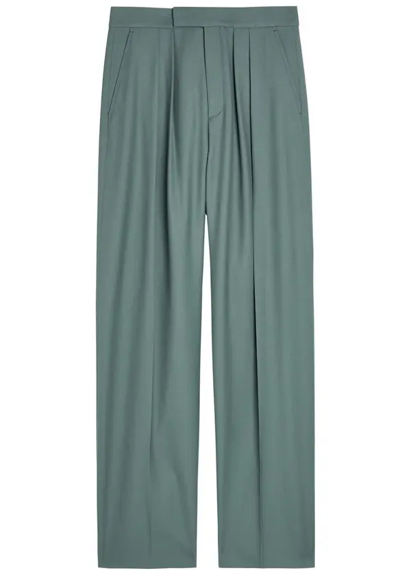 Chloé Pleated Wool Trousers - Grey