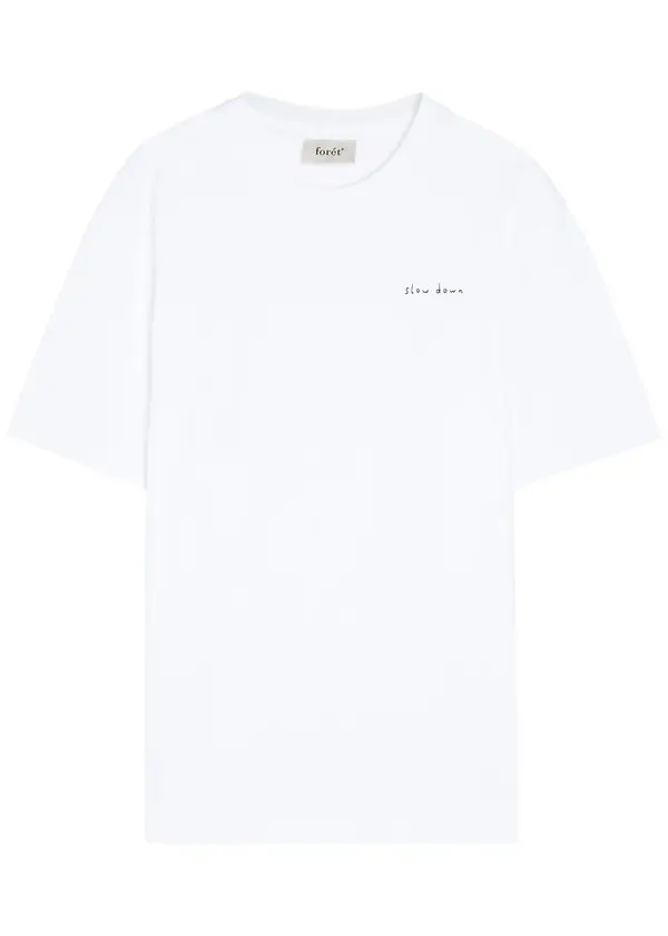 FORET Embroidered Cotton T-shirt - White