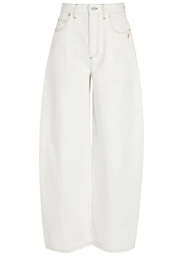 Jacquemus Le De Nimes Ovalo Barrel-leg Denim Jeans - Off White