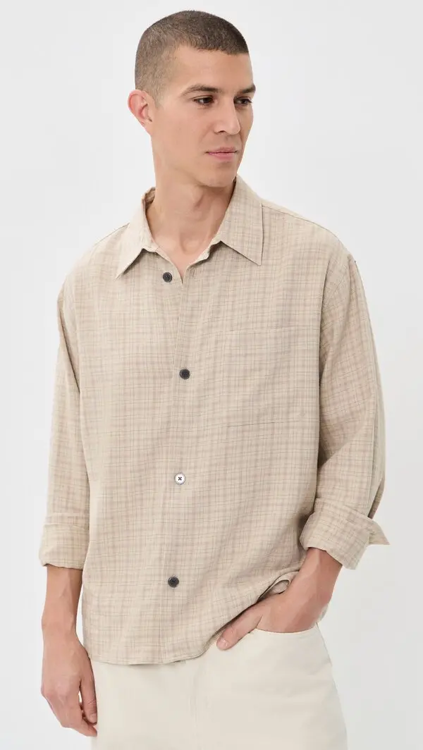 FRAME Linen Blend Plaid Shirt