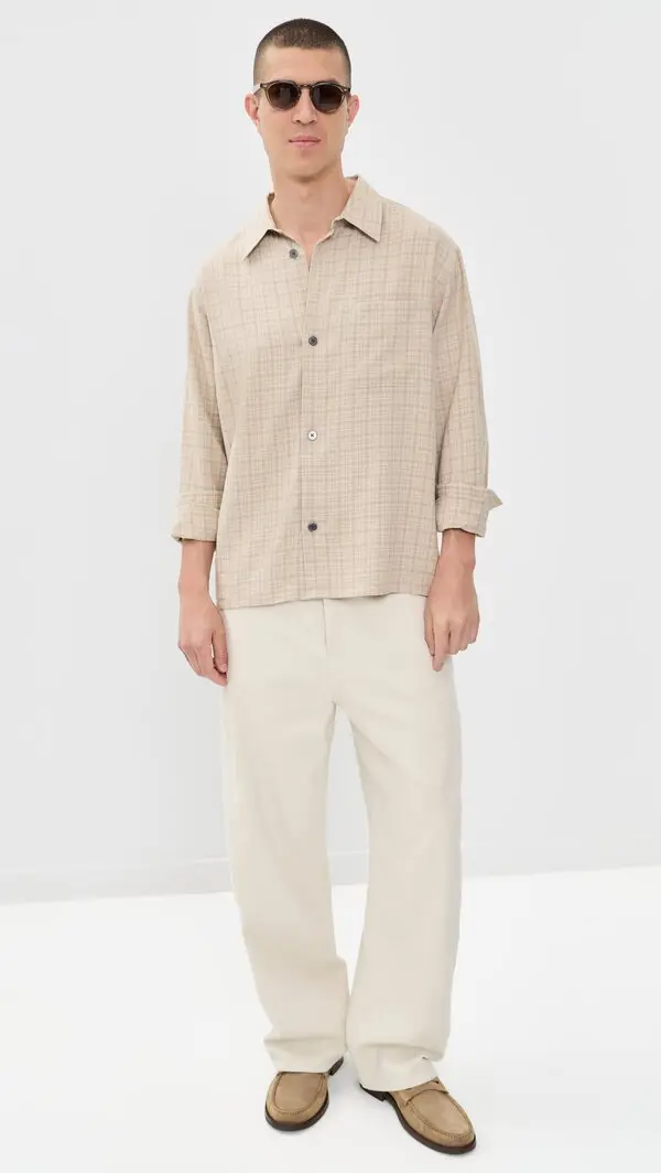 FRAME Linen Blend Plaid Shirt