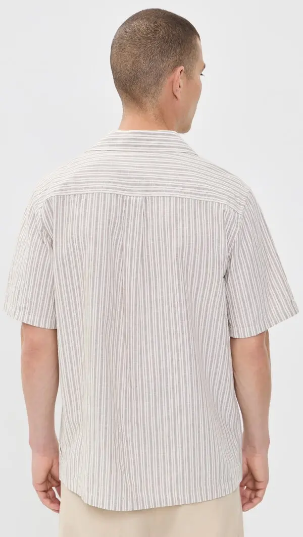 LES DEUX Stripe Cotton Linen Shirt