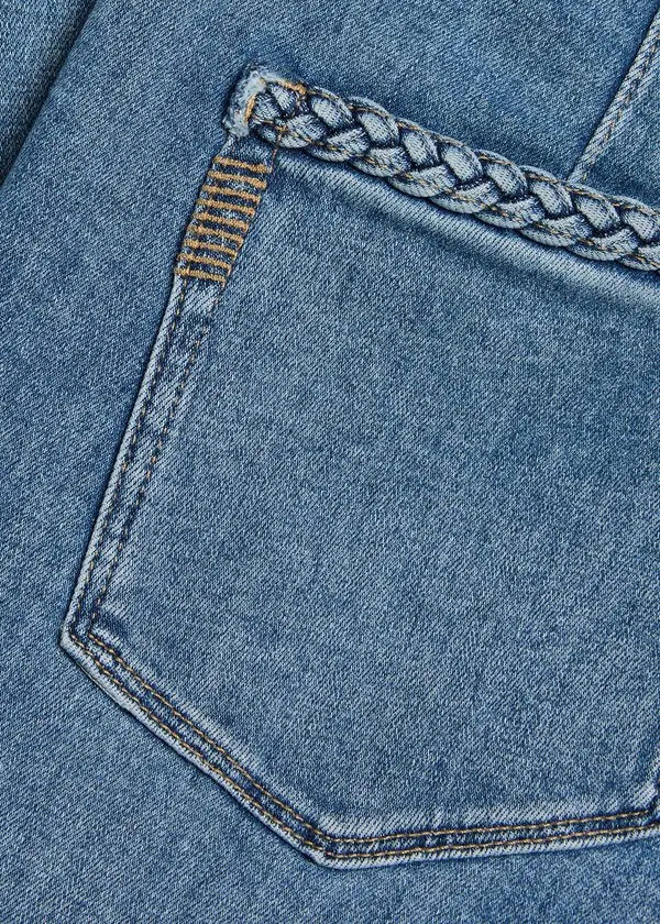 Paige Vanessa Braided-trim Wide-leg Jeans - Blue