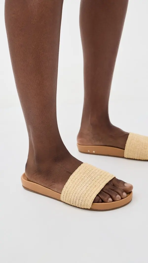 Beek Gallito Raffia Slide Sandals - Honey