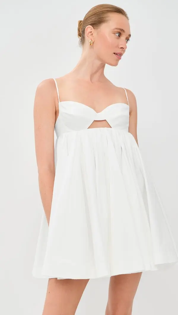 Simkhai Janie Cotton Mini Dress With Sweetheart Neckline And Cutout Detail