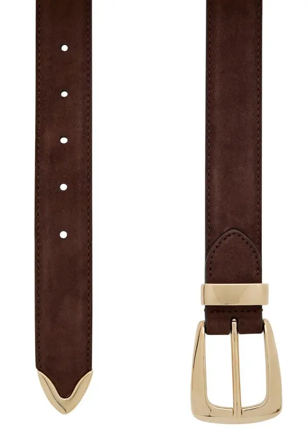 Khaite Benny Suede Belt - Dark Brown