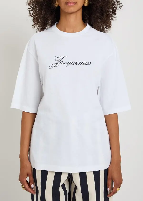 Jacquemus Le T-shirt Logo-print Cotton-blend T-shirt - White